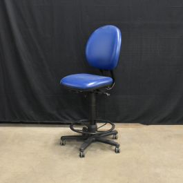 Steelcase-Office-Chair-Blue-Vinyl-Adjustable-No-Arms-Ergonomic-With-Wheels