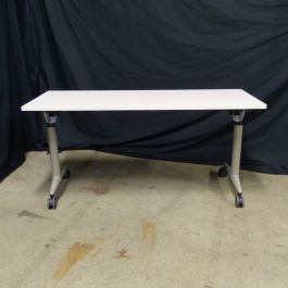 Steelcase-Akira-Folding-Table-Beige-Laminate-Rectangle-with-Wheels-60"x24"