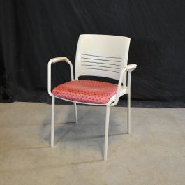 Ki-Strive-Conversation/Side-Chair-Red-Pattern-Vinyl-with-Arms-with-Wheels