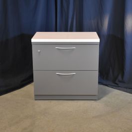 Steelcase-Gray-Colored-Metal-2-Drawer-File-Cabinet-Lockable-Includes ...