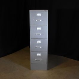 Steelcase-Silver-Colored-Metal-4-Drawer-File-Cabinet-Lockable-Includes ...