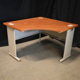 Desk-Medium-Wood-Colored-Laminate-Corner-with-Cord-Cut-Out-42"x42"x28.5"