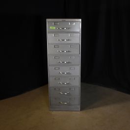Steelcase-File-Card-Cabinet-Silver-Colored-Metal-8-Drawers-Lockable ...