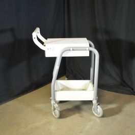 General-Purpose-Cart-White-Laminate-2-Shelves-Swivel-Wheels-15"x28"x36.5"
