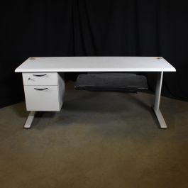 Steelcase-Desk-Beige-Laminate-Rectangle-with-Keyboard-Tray-with-Storage ...