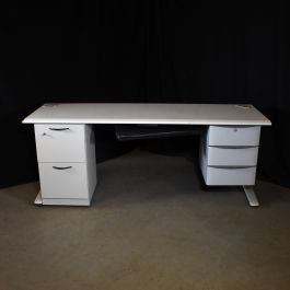 Steelcase-Desk-Beige-Laminate-Rectangle-with-Keyboard-Tray-with-Storage ...