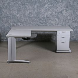 Steelcase-Desk-Gray-Laminate-L-Shape-(Left-Return)-with-Keyboard-Tray ...