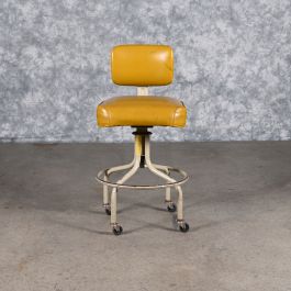 Steelcase-262-Stool-Yellow-Vinyl-No-Arms-with-Wheels