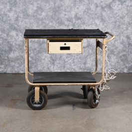 General-Purpose-Cart-Beige-Metal-2-Shelves-Rigid/Swivel-Wheels-with ...