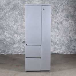 Knoll-Storage-Cabinet-Silver-Colored-Metal-3-Shelf-Cabinet-2-Drawers ...