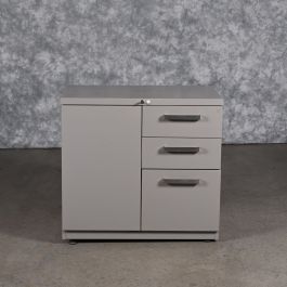 Haworth-Storage-Cabinet-Gray-Metal-2-Shelf-Cabinet-3-Drawers-Lockable ...