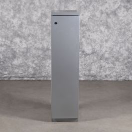 Knoll-Storage-Cabinet-Silver-Colored-Metal-2-Shelf-Cabinet-Lockable ...