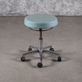 Office-Master-Stool-Turquoise-Vinyl-Adjustable-No-Arms-with-Wheels