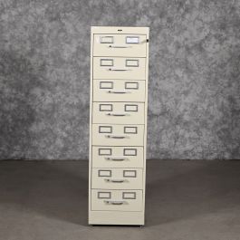 Tennsco-Card-File-Cabinet-Beige-Metal-8-Drawers-Lockable-Includes-Key ...