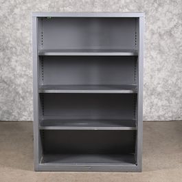 Steelcase-Freestanding-Silver-Metal-Closed-Shelving-4-Shelves-37.5"X15"x55"