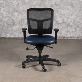 KI-Impress-Office-Chair-Dark-Blue-Vinyl-Adjustable-with-Arms-Ergonomic ...