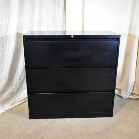 Steelcase-942361HF-0835-Black-Metal-3-Drawer-File-Cabinet-Lockable ...