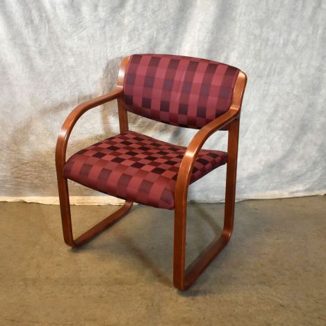Conversation/Side-Chair-Red-Pattern-Colored-Fabric-with-Arms