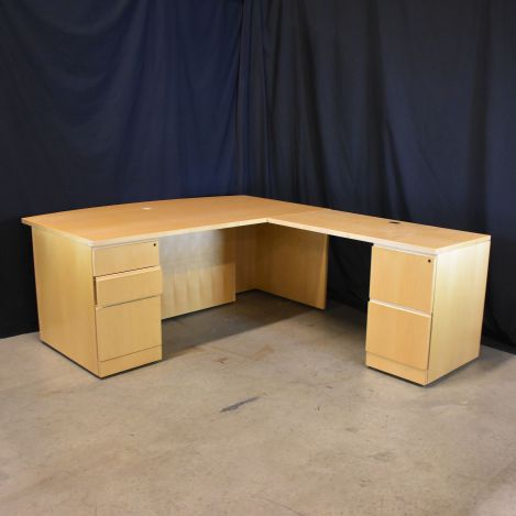 Knoll-Desk-Light-Wood-Colored-Wood-L-Shape-(Right-Return)-with-Cord-Cut ...