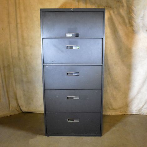 Steelcase-Dark-Gray-Metal-5-Drawer-File-Cabinet-Lockable-Keys-not ...