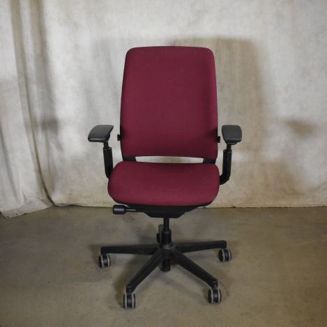 Steelcase-Office-Chair-Maroon-Fabric-Adjustable-with-Arms-Ergonomic ...