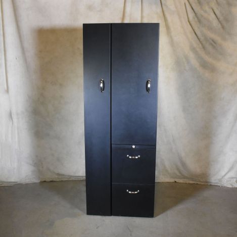 Steelcase-Black-Metal-2-Drawers-2-Shelf-Cabinet-Lockable-Includes-Key ...