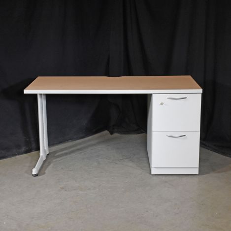 Steelcase-Desk-Light-Wood-Colored-Laminate-Rectangle-with-Storage ...