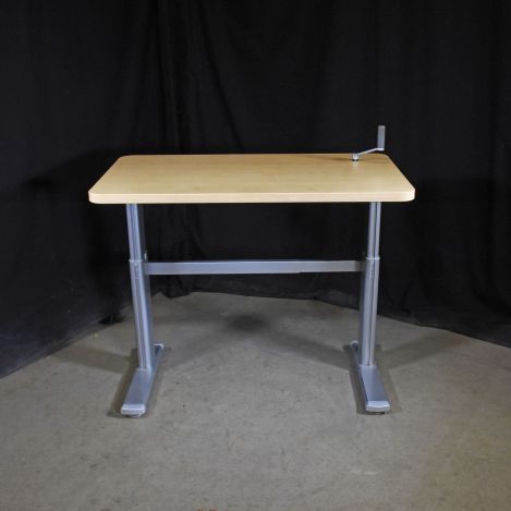 Steelcase-Standing-Desk-Light-Wood-Colored-Laminate-Rectangle-Manually ...