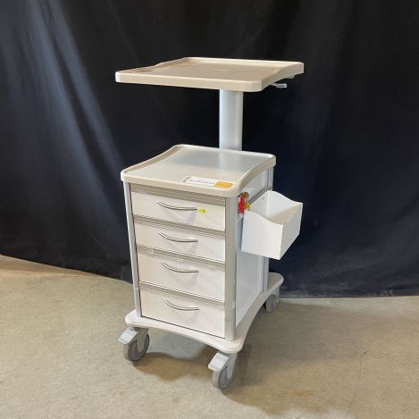 Solaire-Medical-Rover-Medical-Computer-Cart-Beige-Lockable-Includes-Key