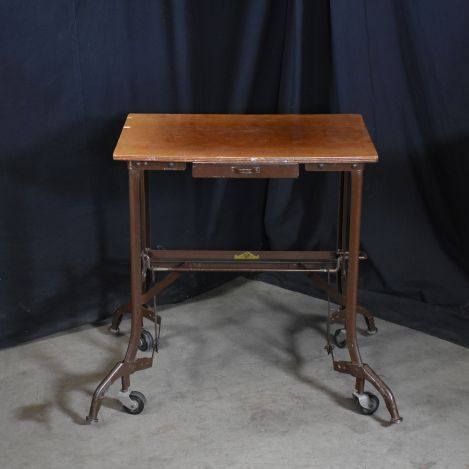Desk-Medium-Wood-Colored-Wood-Rectangle-with-Wheels-with-Storage-24"x17 ...