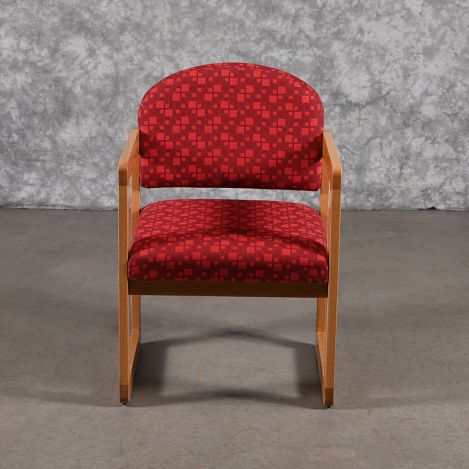 Conversation/Side-Chair-Red-Pattern-Fabric-with-Arms