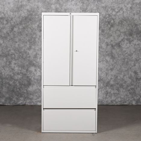 Steelcase-Storage-Cabinet-Beige-Metal-3-Shelf-Cabinet-2-Drawers ...