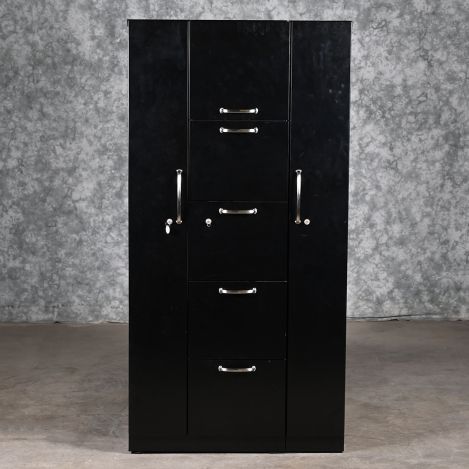 Steelcase-Black-Metal-5-Drawers-Lockable-Includes-Key-33"x25"x65.5"
