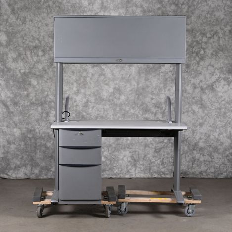 Steelcase-Desk-Gray-Laminate-Rectangle-with-Hutch-&-Cord-Cut-Outs-with ...