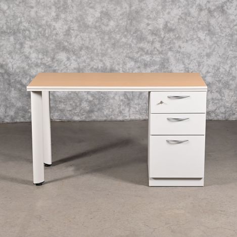 Steelcase-Desk-Light-Wood-Colored-Laminate-Rectangle-with-Storage ...