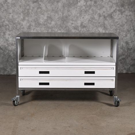 Innerspace-Storage-Cabinet-Beige-Metal-1-Shelf-Cabinet-2-Drawers-54"x24 ...