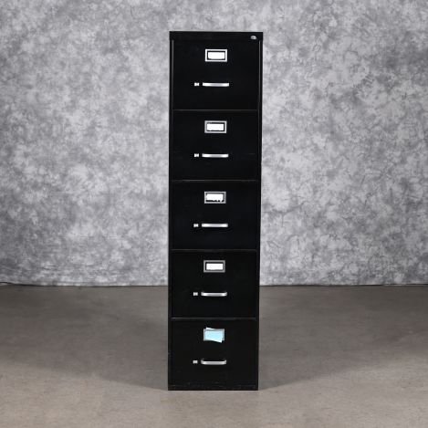 Steelcase-1745L-0835-Black-Metal-5-Drawer-File-Cabinet-Lockable ...