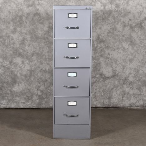 Steelcase-1875-Silver-Metal-4-Drawer-File-Cabinet-Lockable-Includes-Key ...