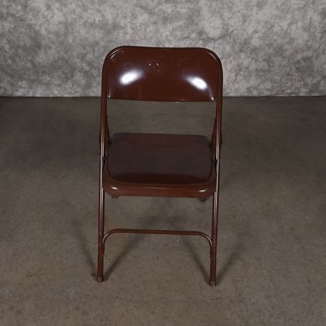 Folding-Chair-Brown-Metal-No-Arms