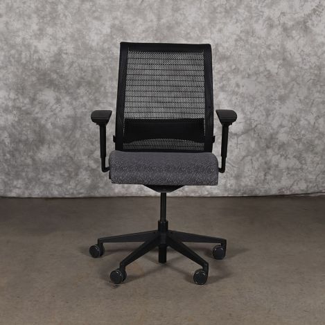 Steelcase-Office-Chair-Gray-Pattern-Fabric-Adjustable-with-Arms ...