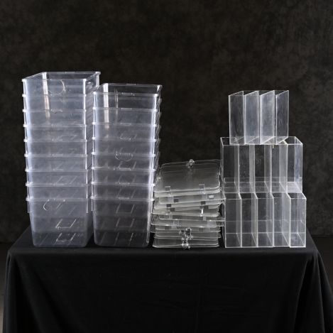 Mixed-Lot-of-17-Animal-Cages,-21-Lids-&-18-Enclosure-Boxes