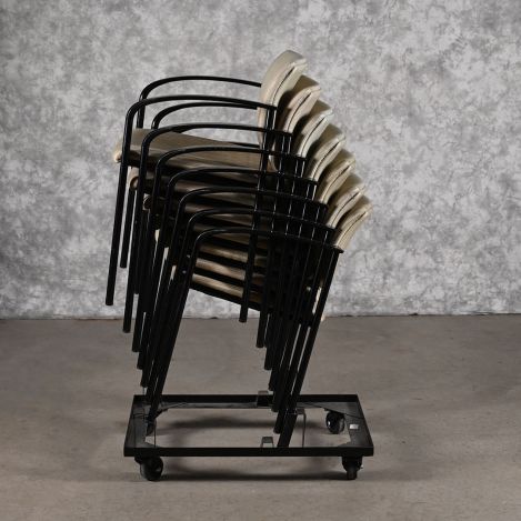 Lot-of-7-Steelcase-Player-Stacking-Chairs-with-Cart