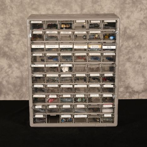 Parts-Organizer-with-60-Drawers-(Missing-1)-of-Electrical-Components