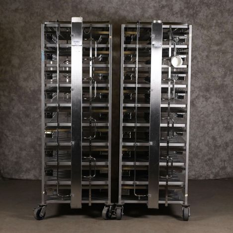 Lot-of-2-Edstrom-Mobile-Laboratory-Animal-Cages-Stainless-Steel